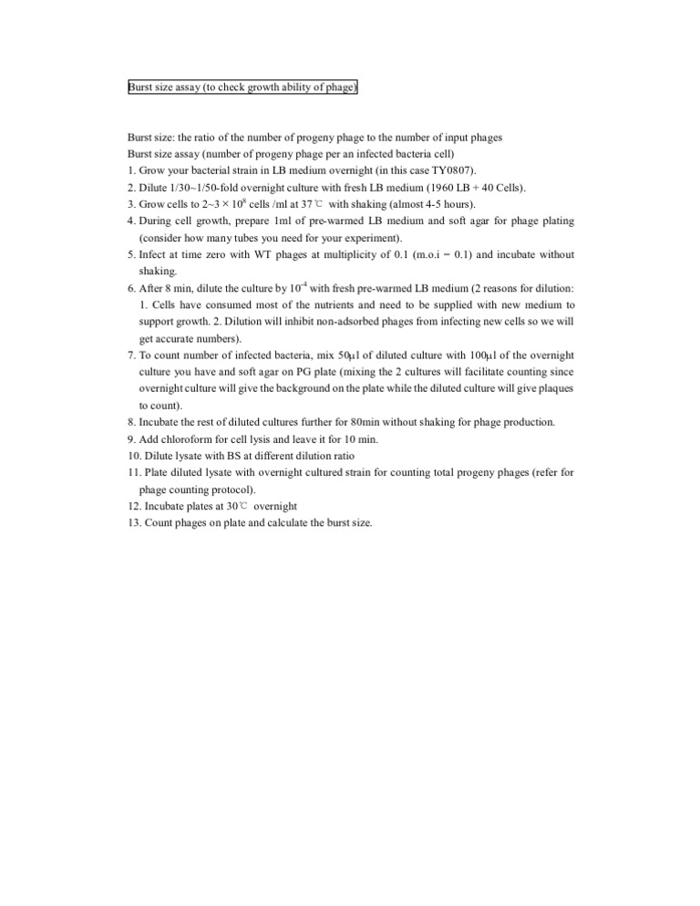 Calculating Bacteriophage Burst Size | PDF