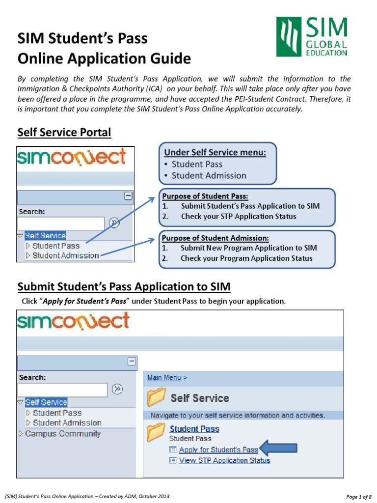 SIM Student's Pass Online Application Guide | Download Free PDF ...