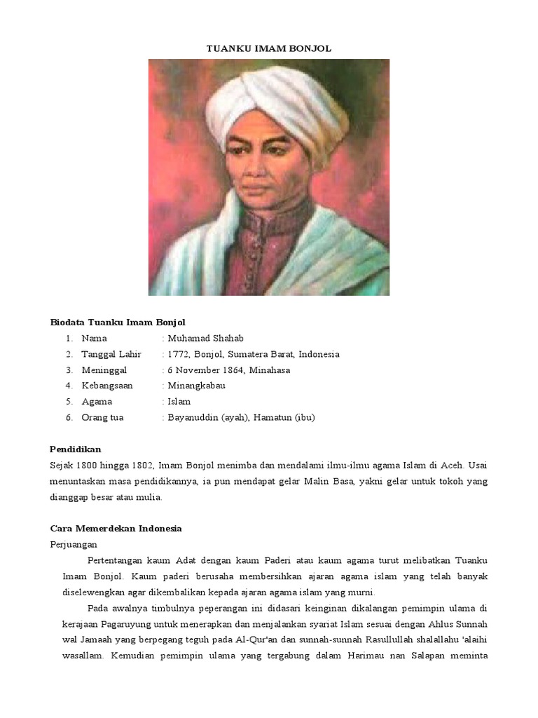 Biografi Tuanku Imam Bonjol | PDF | Sejarah