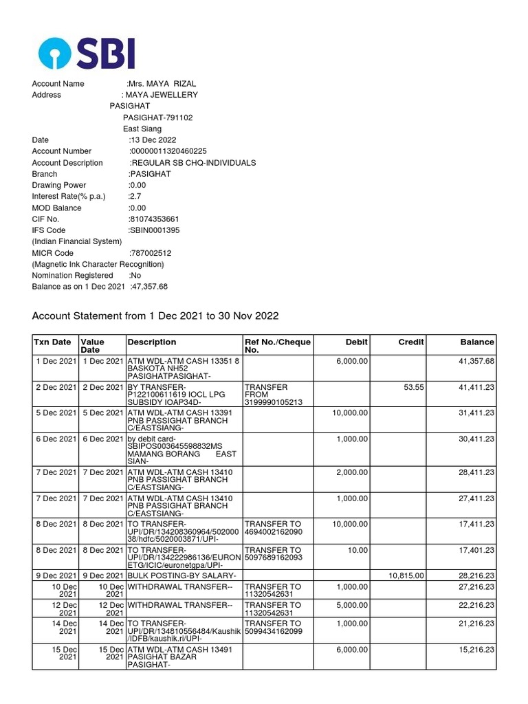 Account Statement for Maya Rizal | PDF | Automated Teller Machine | Cheque