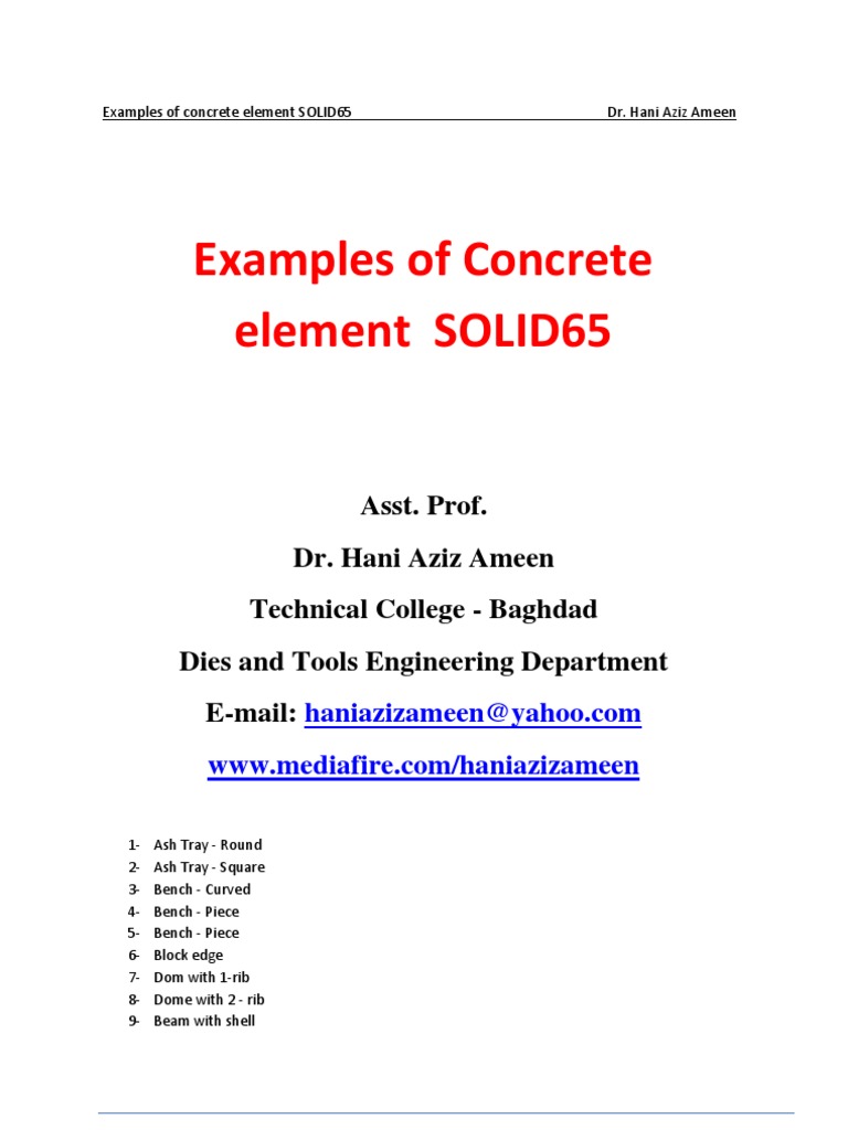 Concrete Element Examples SOLID65 | PDF