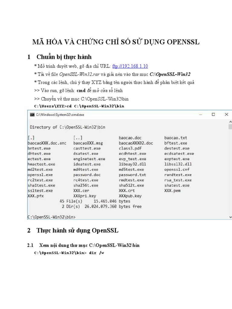 Lab 11 - Khai Thác Công Cụ OpenSSL (Mã Hóa, Hàm Băm, Chữ Ký Điện Tử) | PDF