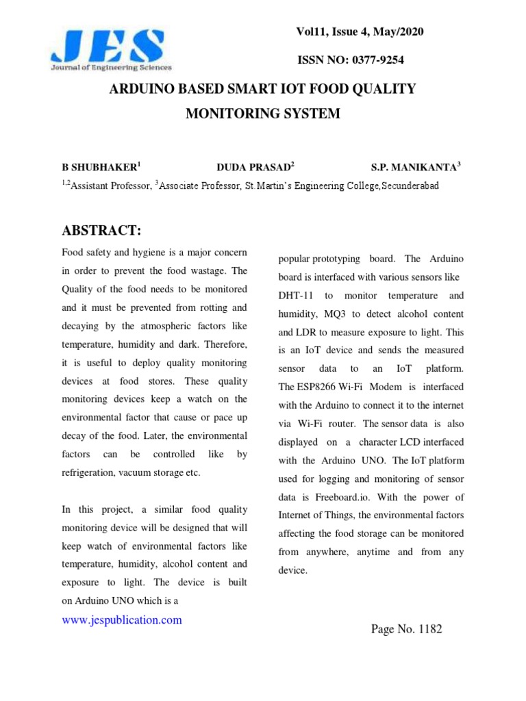 64.arduino Based Smart Iot Food Quality Monitoring System | PDF ... 64.arduino Based Smart Iot Food Quality Monitoring System | PDF ...