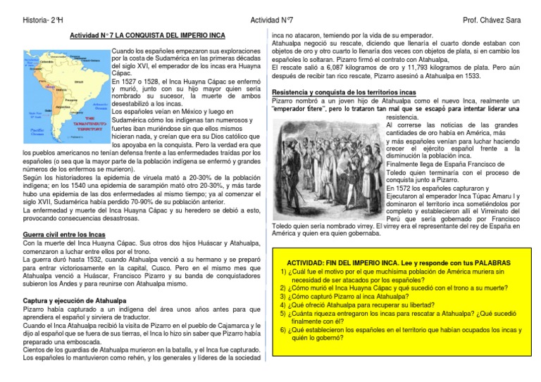 Actividad N 7 Conquista Del Imperio Inca | PDF | Imperio Inca ...