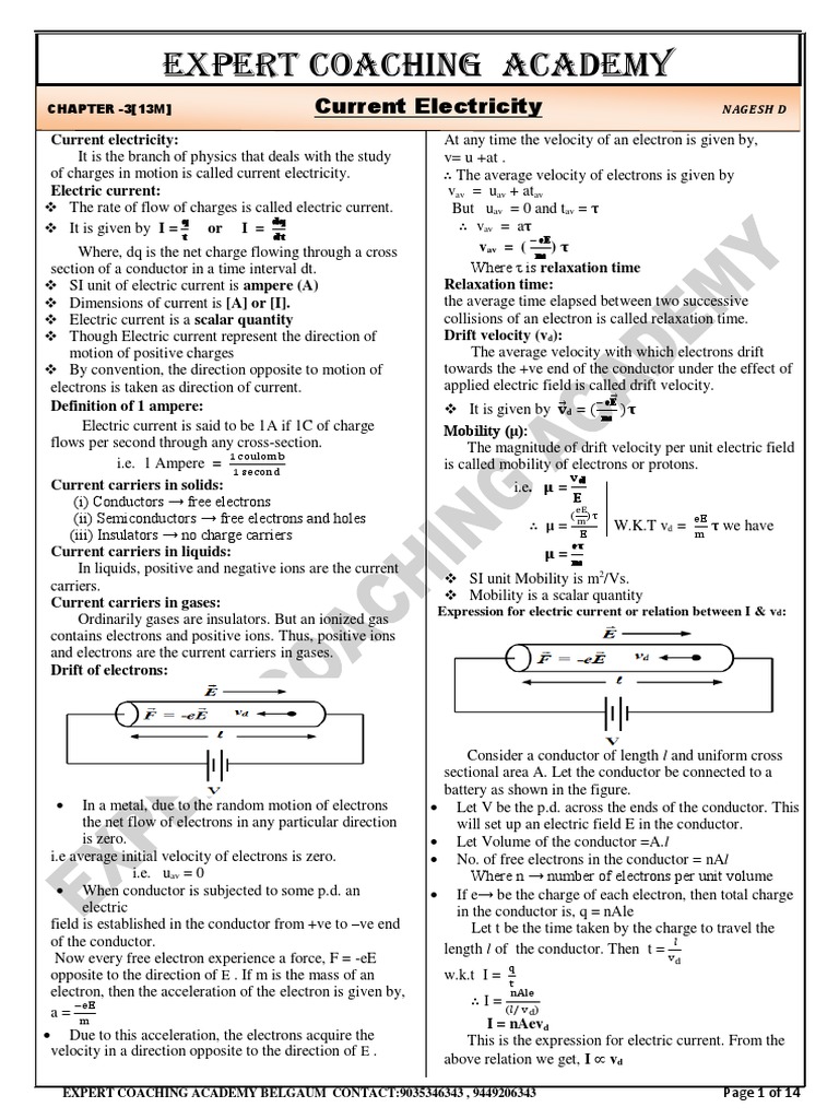 Chapter - 3 Current Electricity | PDF | Electrical Resistivity And ...