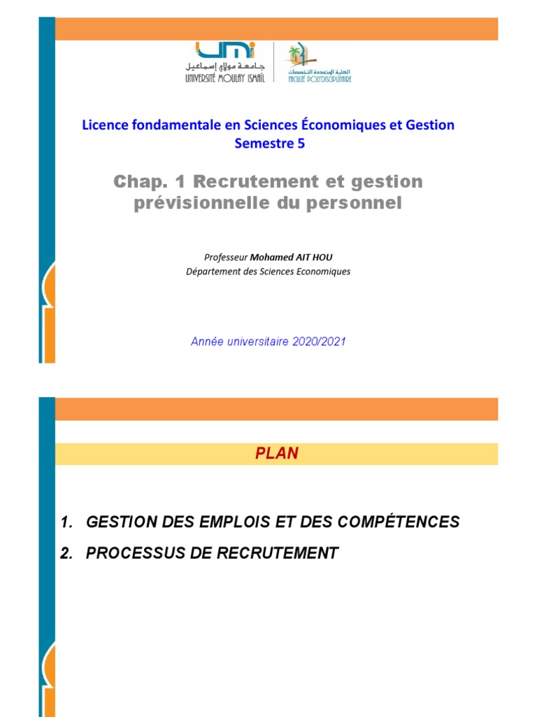 Chapitre I.S5.GRH | PDF | Recrutement | Économie
