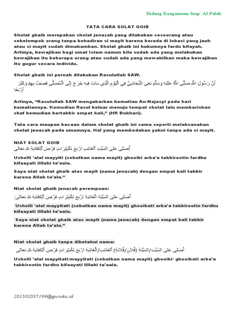 Tata Cara Solat Goib | PDF | Agama & Spiritualitas
