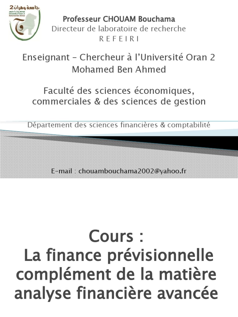 Cours La Finance Prévisionnelle. | PDF | Bilan comptable | Budget