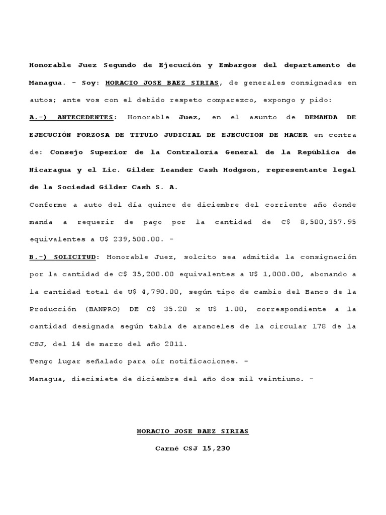 Escrito de Consignacion | PDF