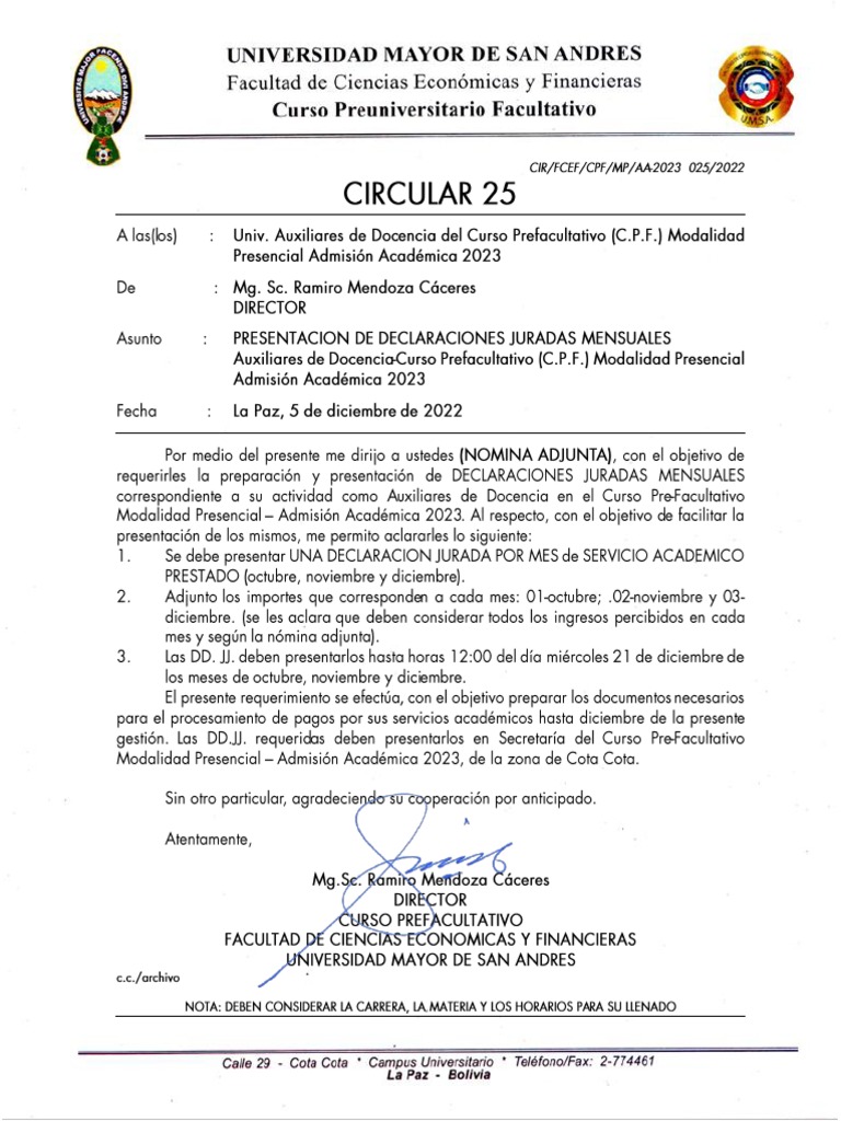 025-Circular Presentacion DD JJ Auxiliares | Descargar gratis PDF | Contabilidad | Servicios ...