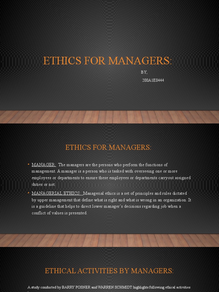 Ethics For Managers | PDF