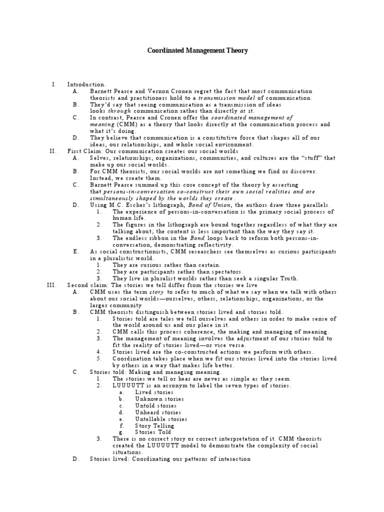 Understanding Coordinated Management Theory | PDF | Cognition ...