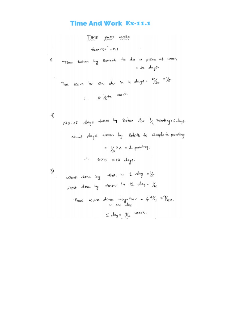 Chapter - 11. Time and Work | PDF