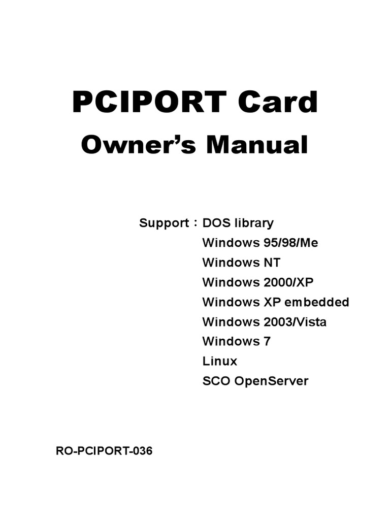 PCIPORT036C1 | PDF | Windows 7 | Device Driver