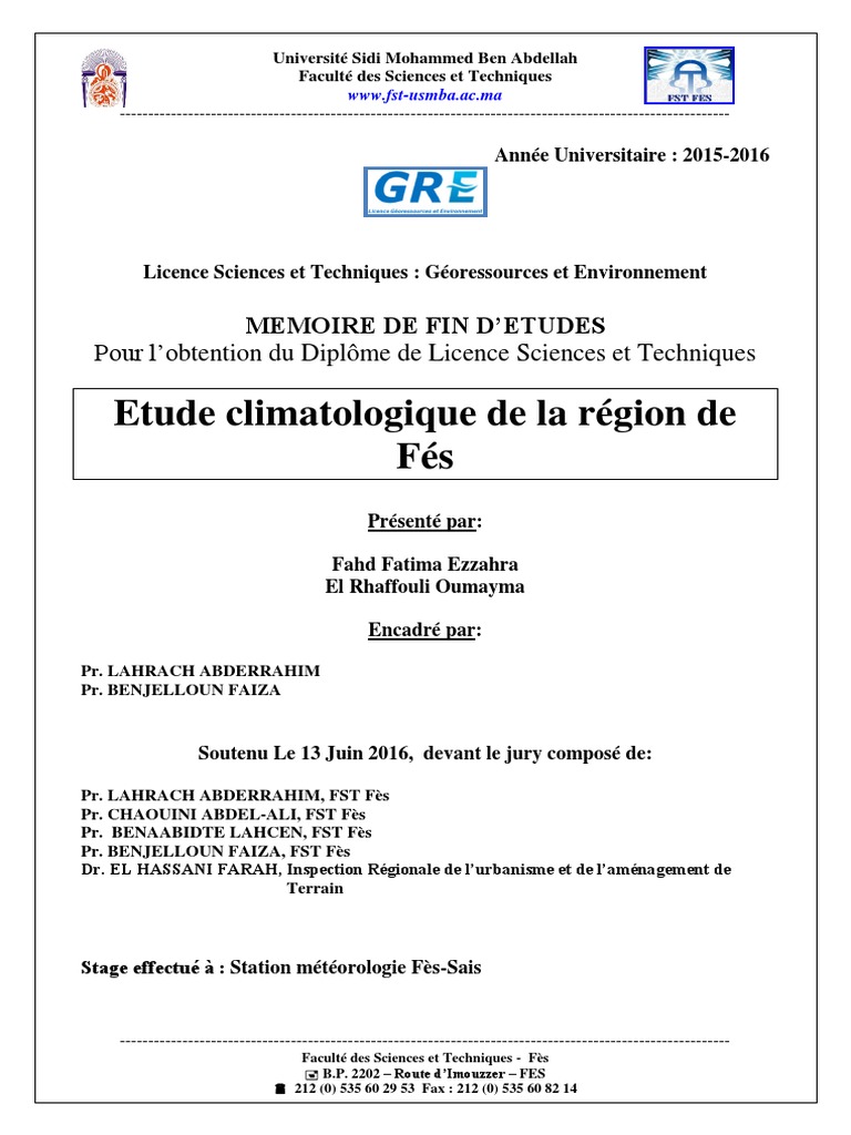 Étude climatologique de la région de Fès | PDF | Climat ...