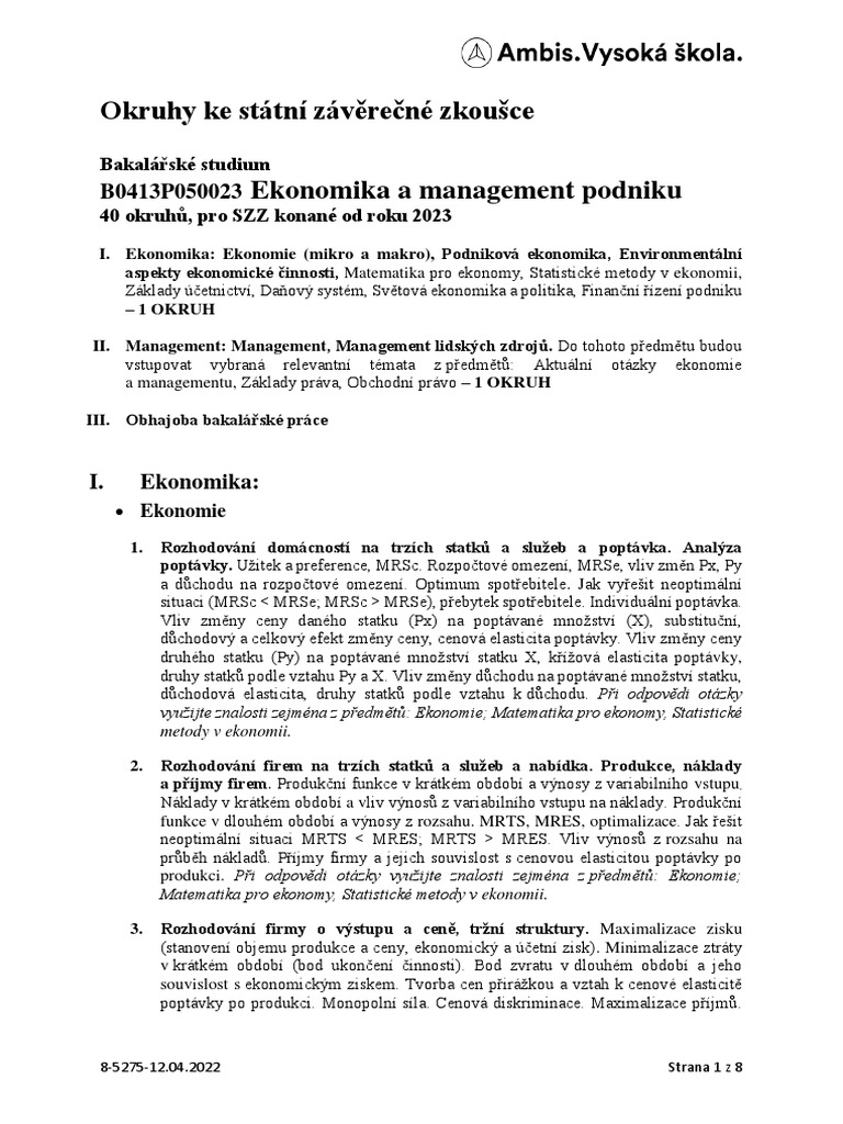 EMP Bc. Okruhy SZZ | PDF