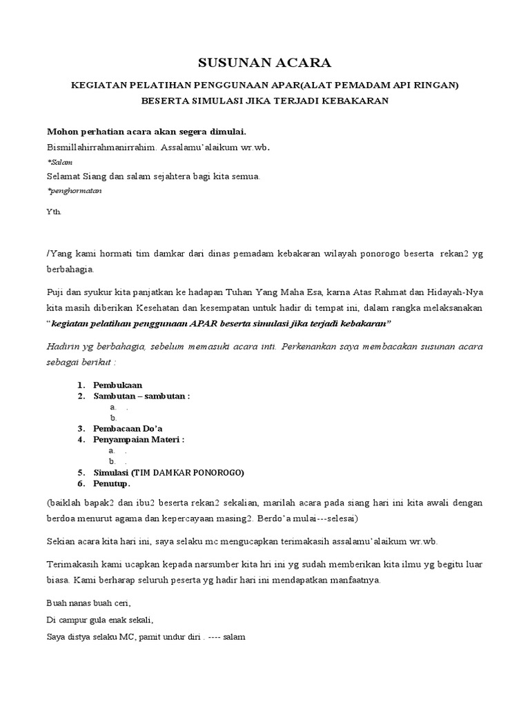 Susunan Acara Damkar | PDF