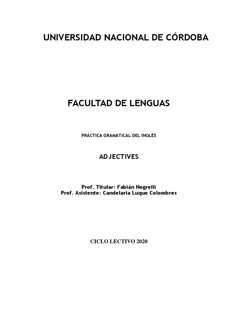 Classification of Adjectives | PDF | Adjective | Linguistic Typology