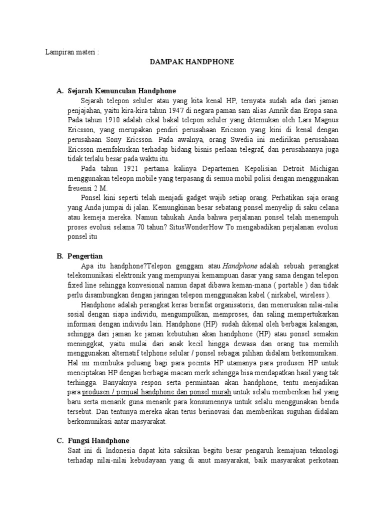 Dampak Positif dan Negatif Penggunaan Handphone pada Remaja | PDF