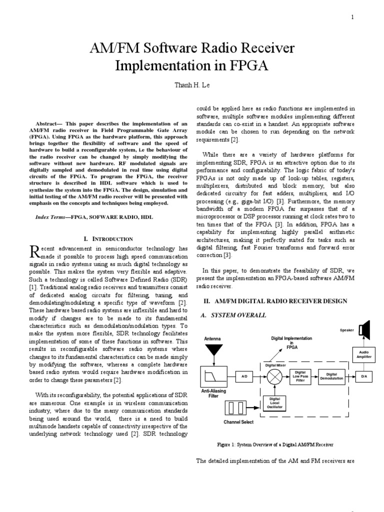 AMFM Software Radio Receiver Implementation in FPGA | PDF | Analog To Digital Converter ...