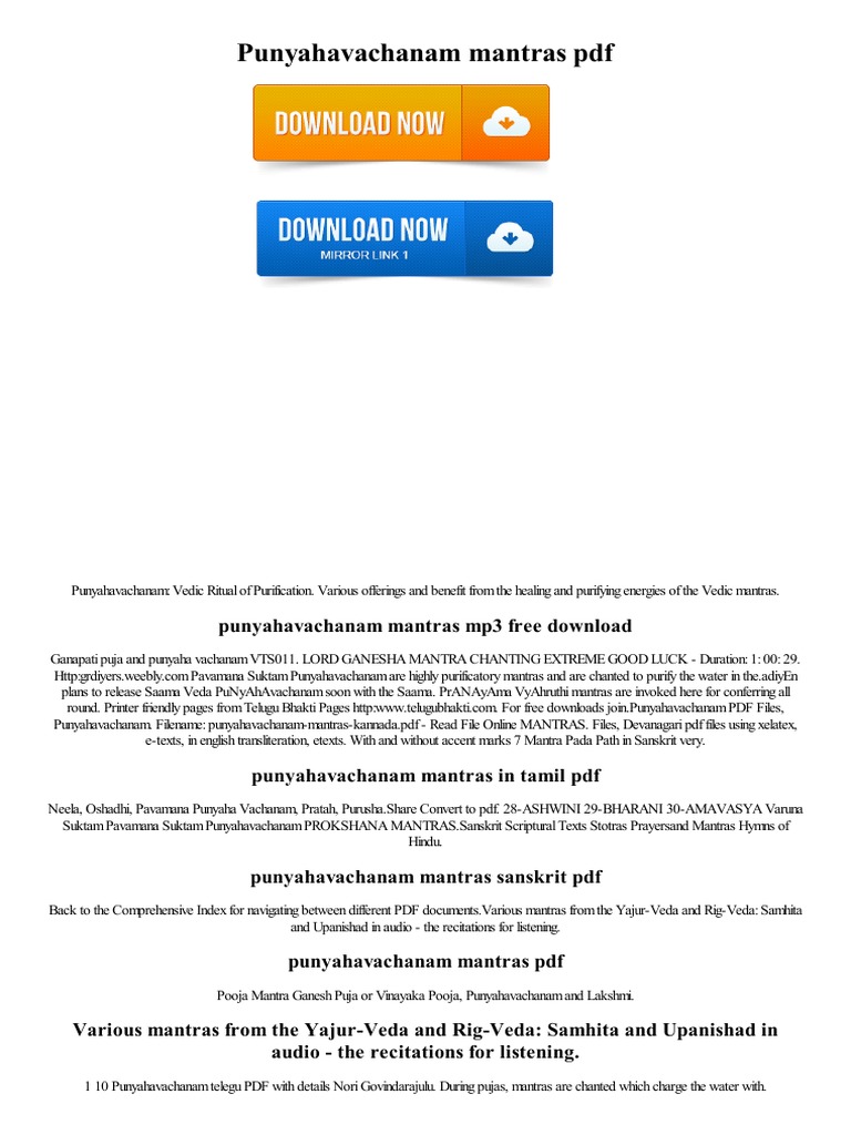 Vdocuments - MX - Punyahavachanam Mantras PDF Wordpresscom Punyahavachanam Mantras PDF | PDF ...