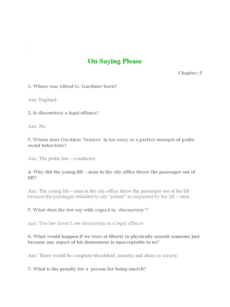 On Saying Please | PDF