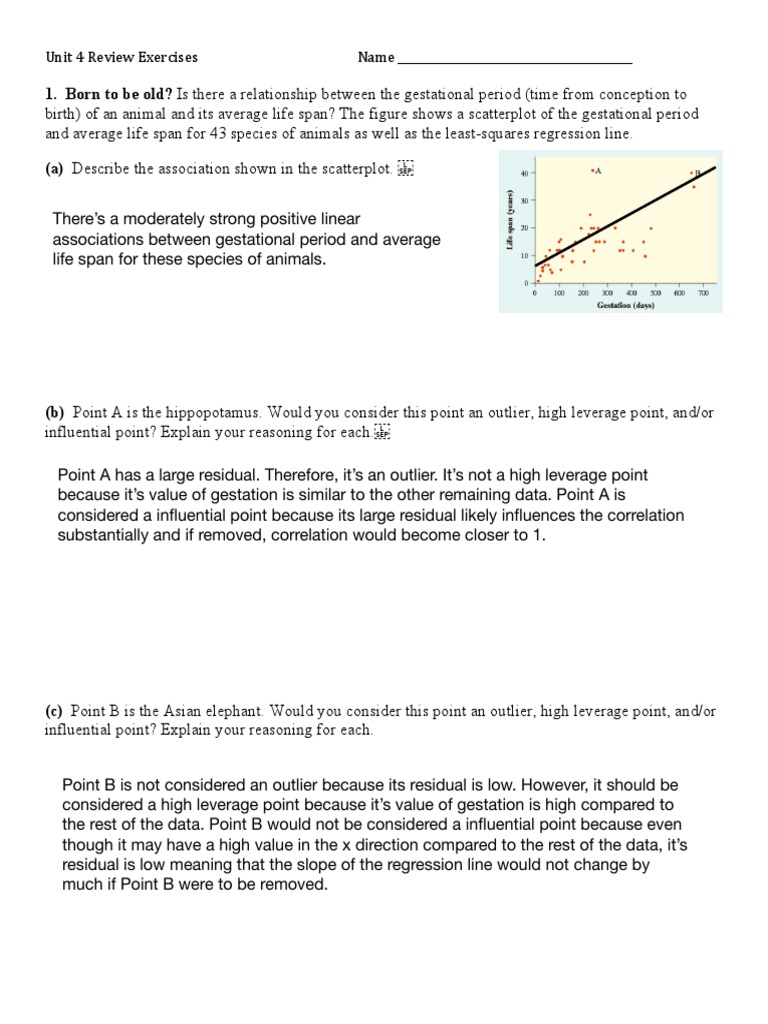 Unit 4 FR Review | PDF | Regression Analysis | Linear Regression