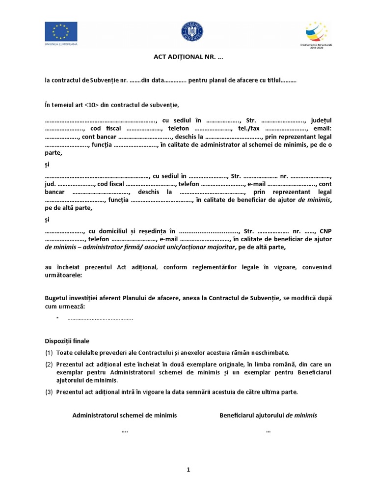 Anexa 11 - Act Aditional La Contractul de Subventie | PDF
