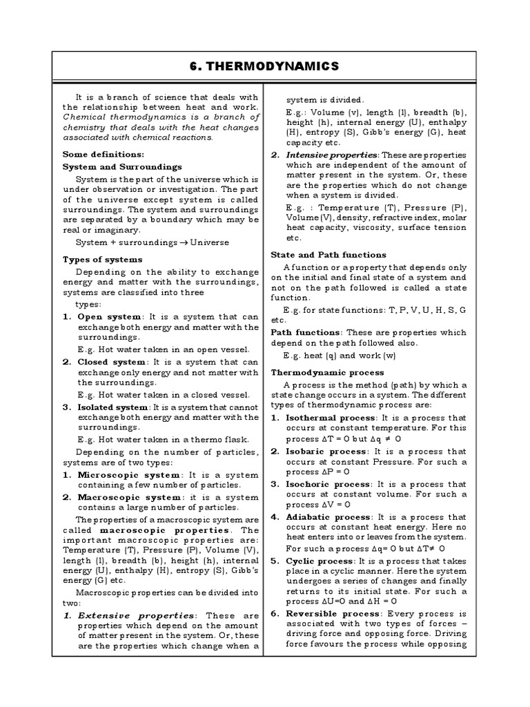 06 Thermodynamics | PDF | Heat | Enthalpy