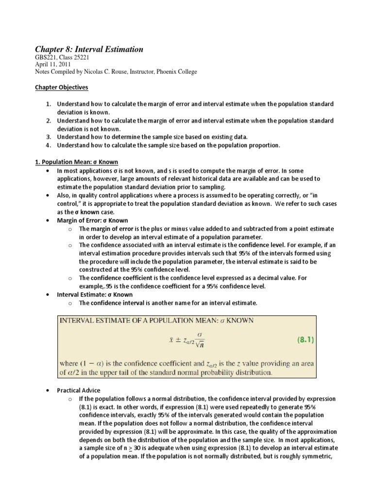 Interval Estimation Techniques Explained | PDF | Confidence Interval | Sample Size Determination