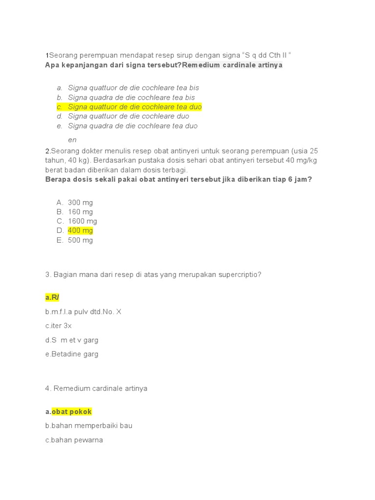 Dosis dan Signa Resep Obat Anak | PDF | Pengembangan Diri | Sains ...