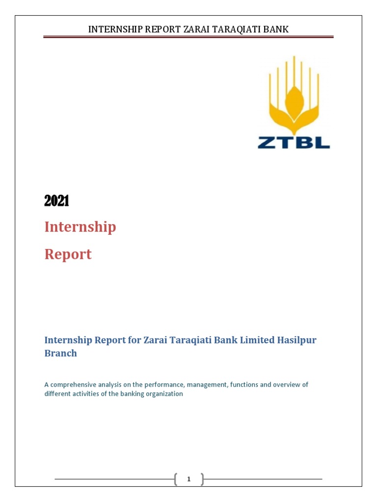 ZTBL Internship Report 2021 | PDF | Cheque | Transaction Account