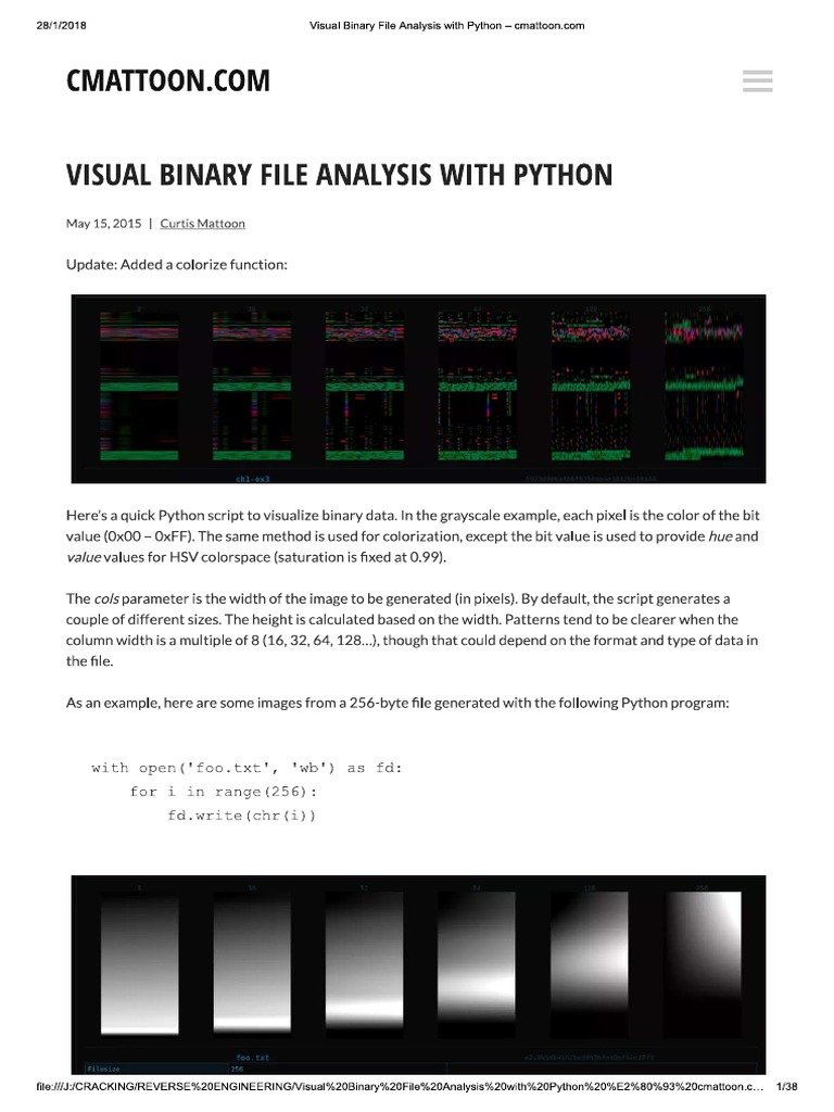 Visual Binary File Analysis with Python – cmattoon | PDF