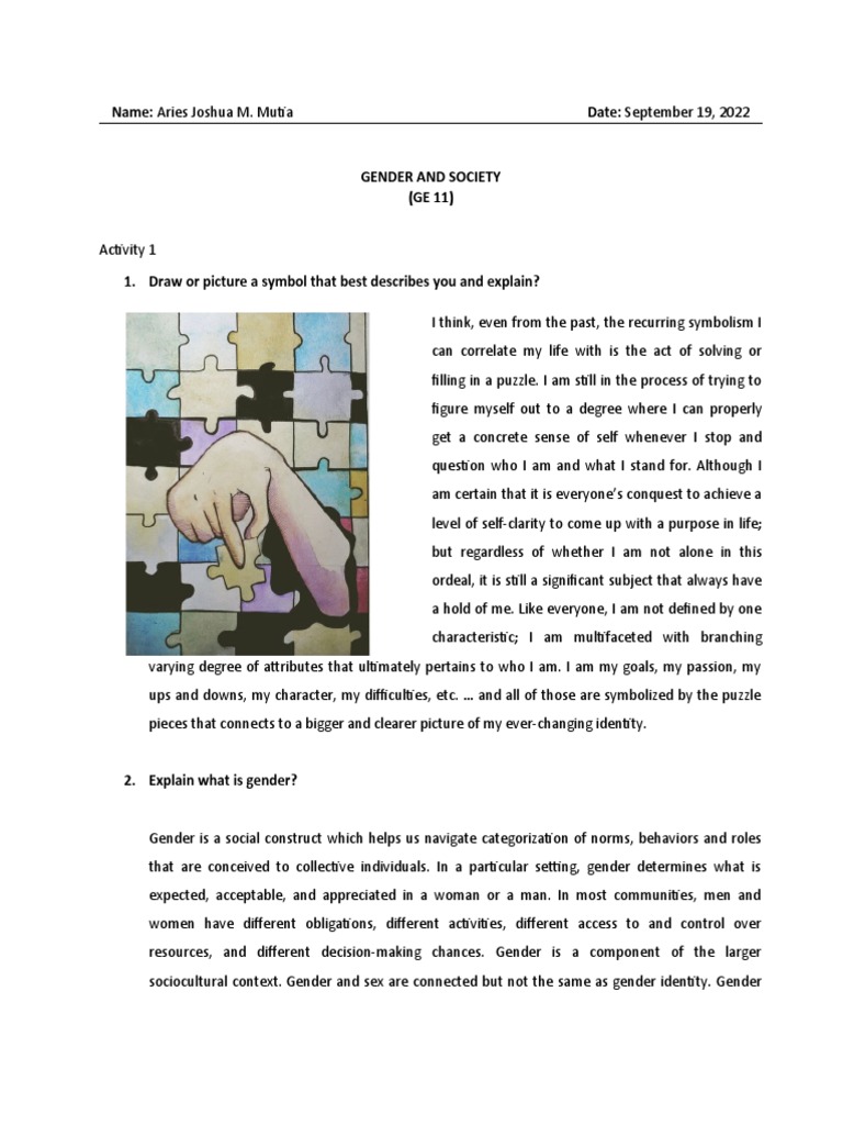 Understanding Gender Through Personal Reflection and Experiences | PDF ...