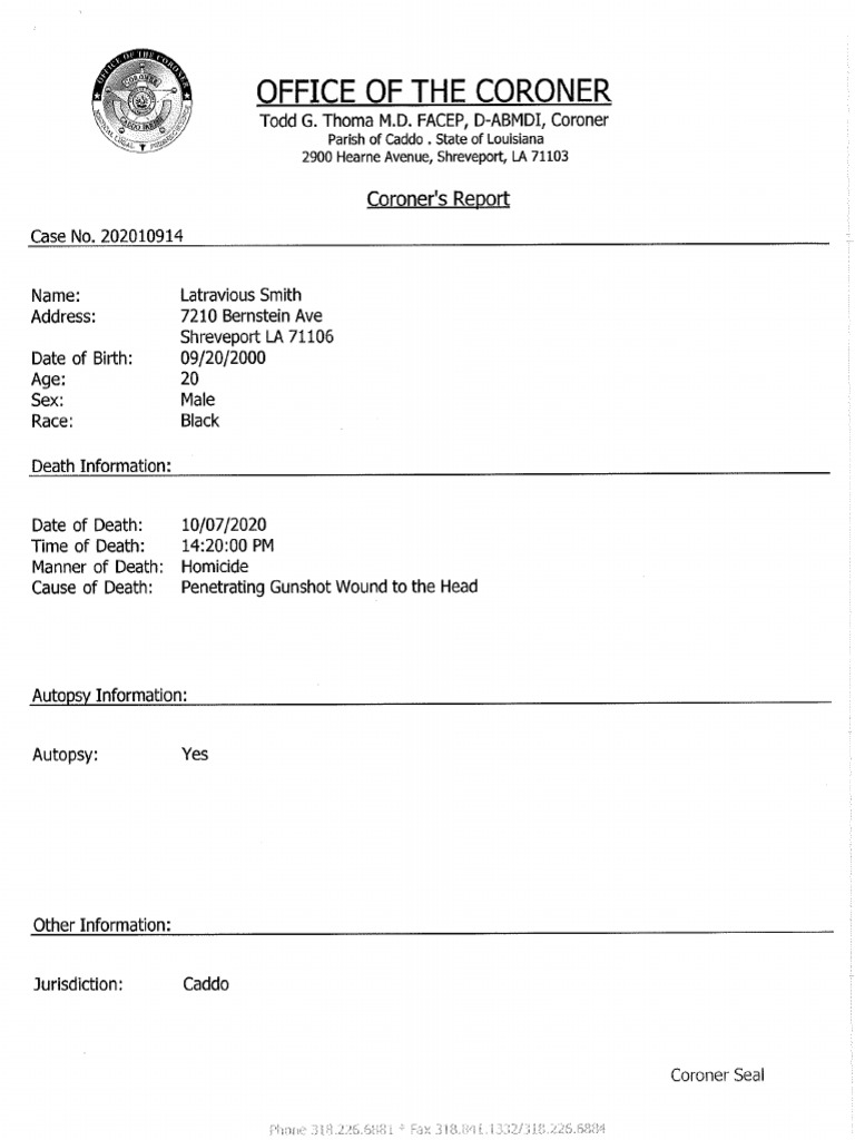Coroner's Report On Brooklyn Smith | PDF