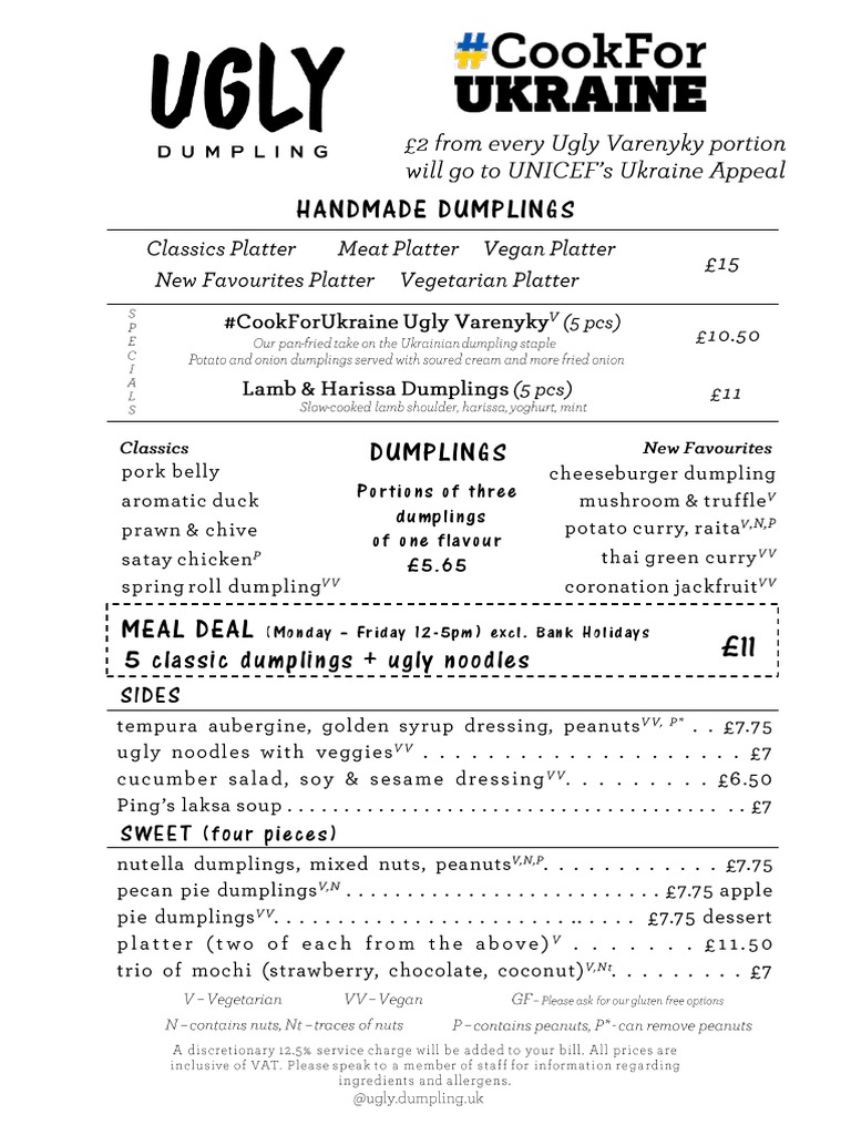 Ugly Dumpling Menu Overview | PDF | Dumpling | Alcoholic Drinks