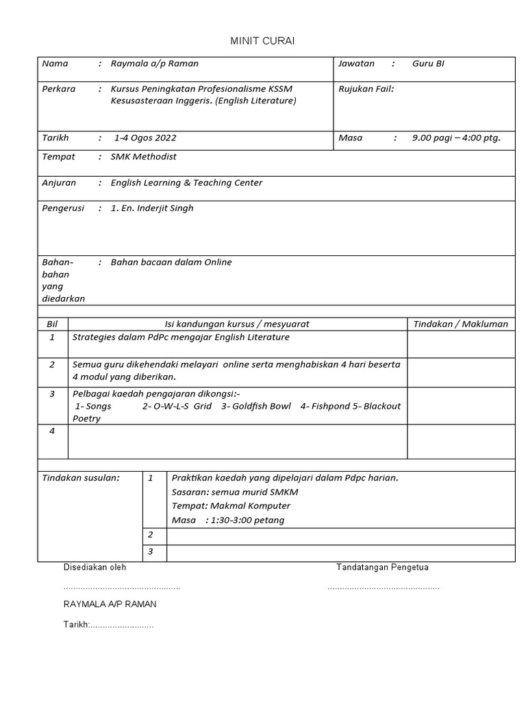 Format Minit Curai | PDF
