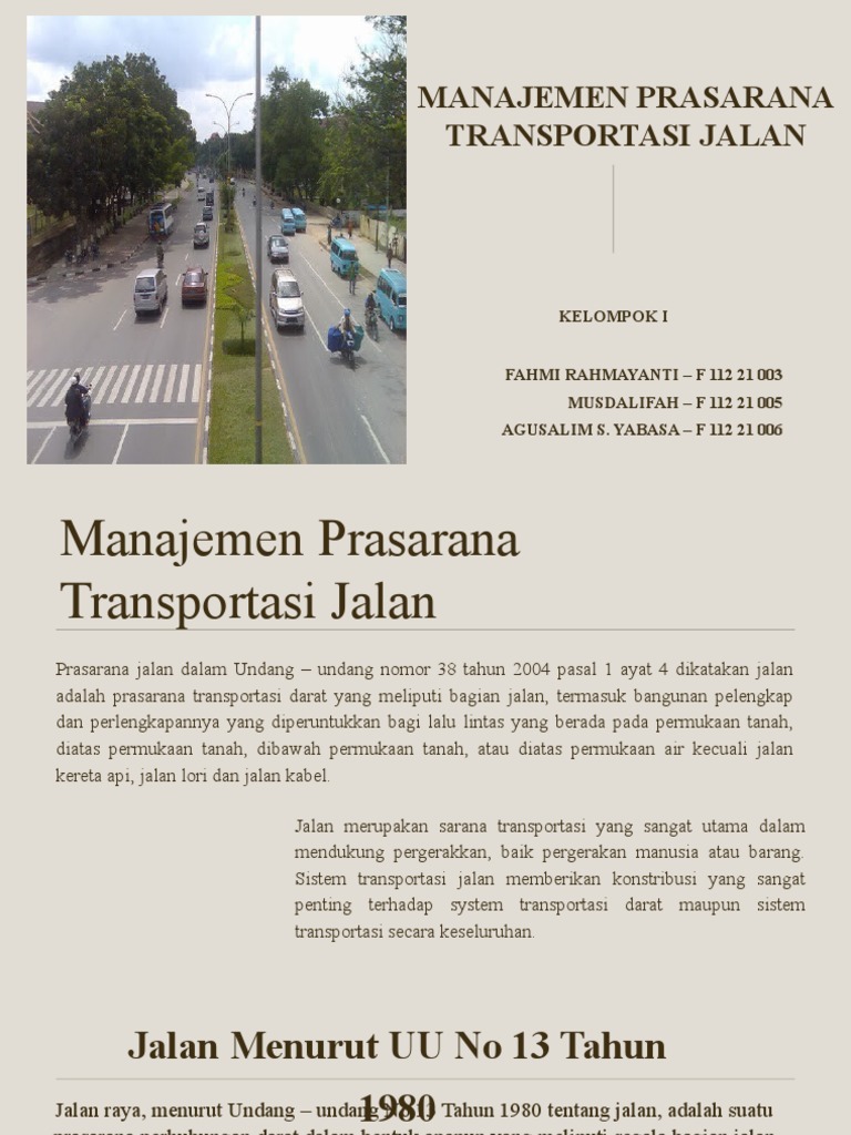 Manajemen Prasarana Transportasi Jalan | PDF