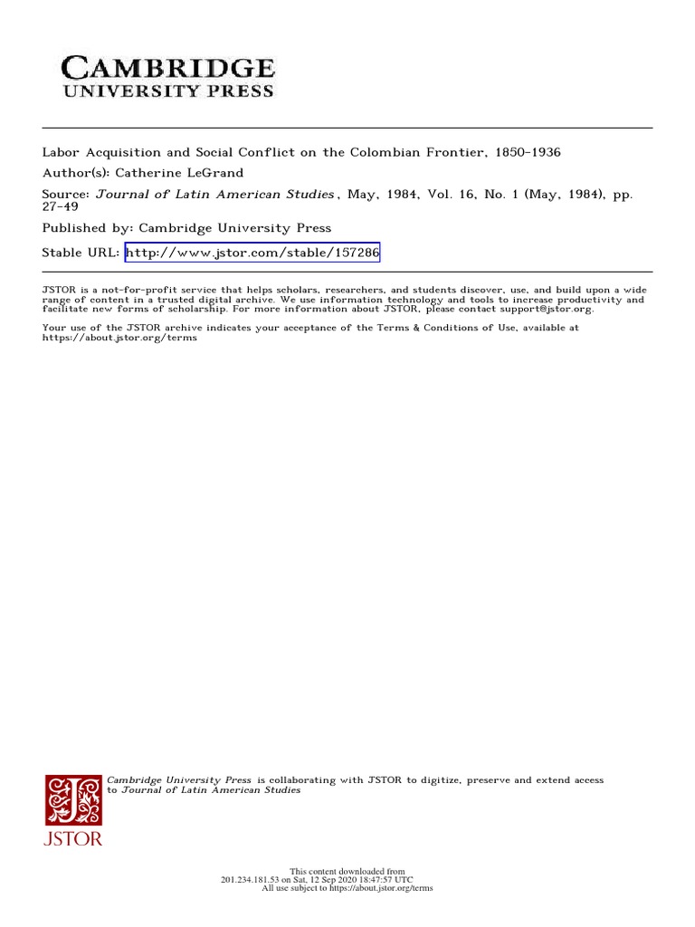 Catherine Legrand - Labor Acquisition and Social Conflict On The ...