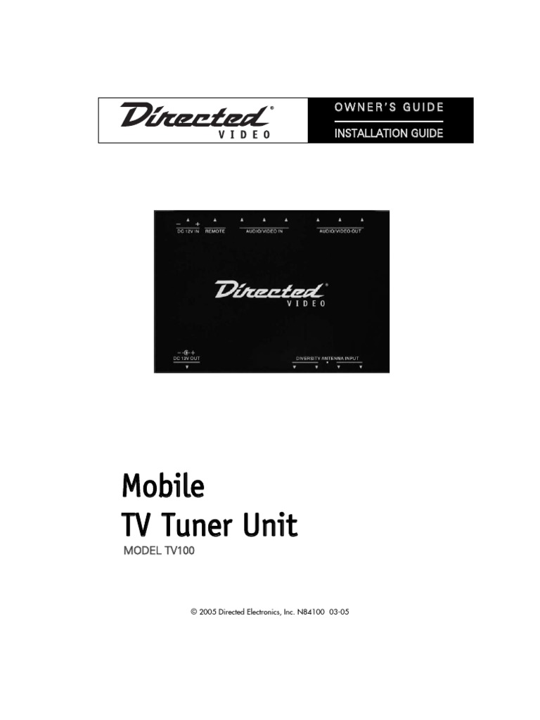 Directed Video TV-100 Tuner Installation Manual | PDF | Remote Control ...
