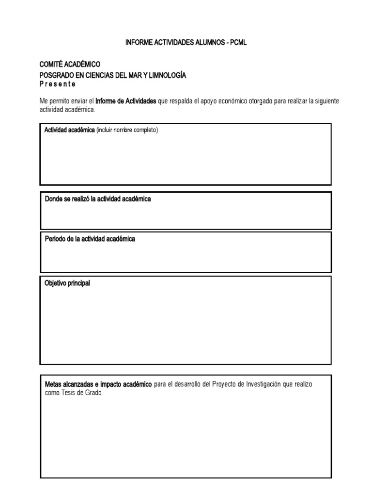Formato Informe Actividades Alumnos | PDF