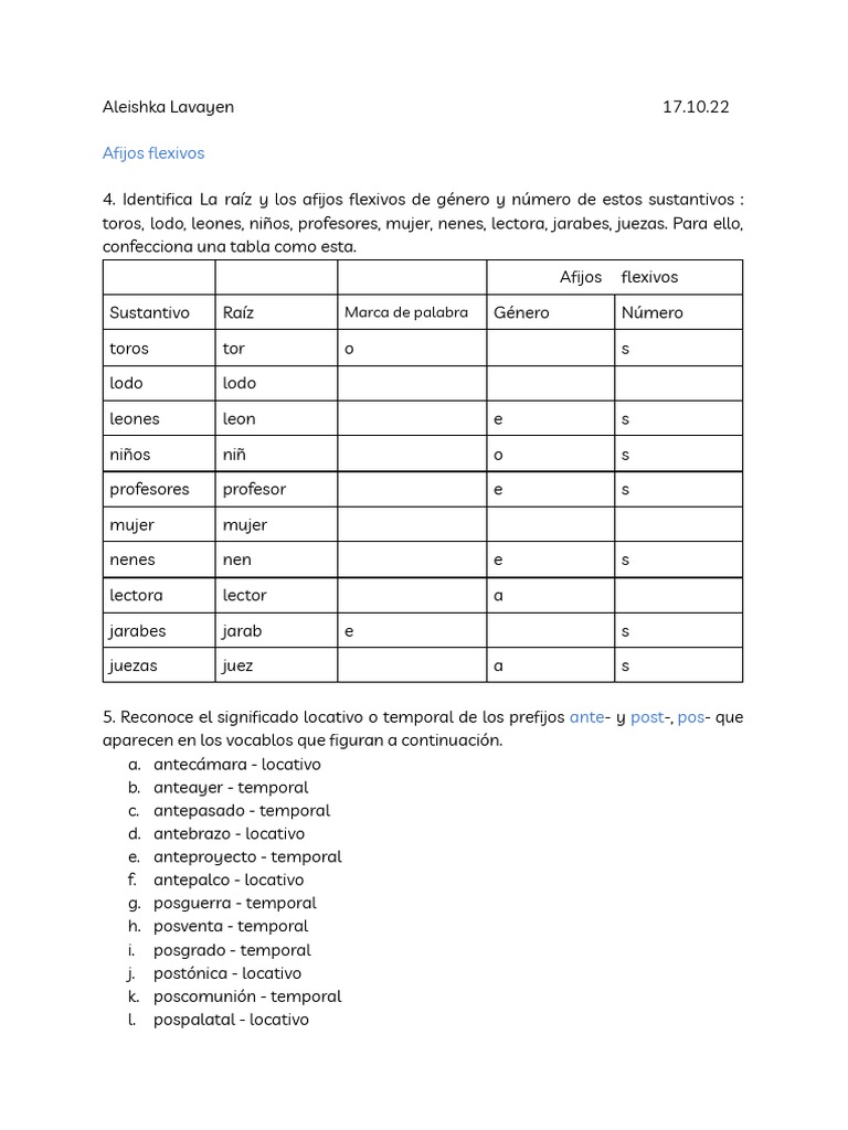 Afijos Flexivos | PDF | Lingüística | Morfología