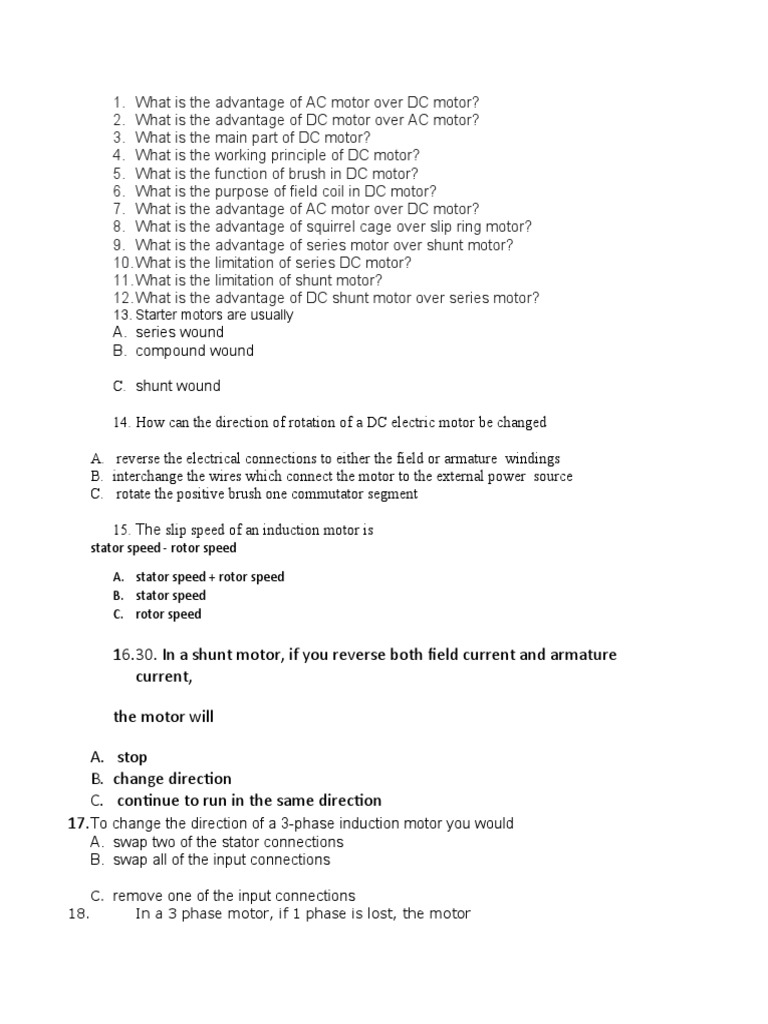 DC Motor Worksheet | PDF | Electric Motor | Electrical Engineering