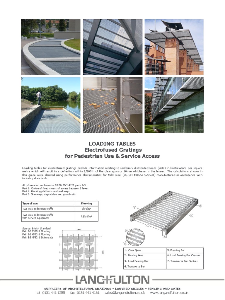 Lang and Fulton Loading Tables Electrofused Gratings | PDF | Mechanical ...