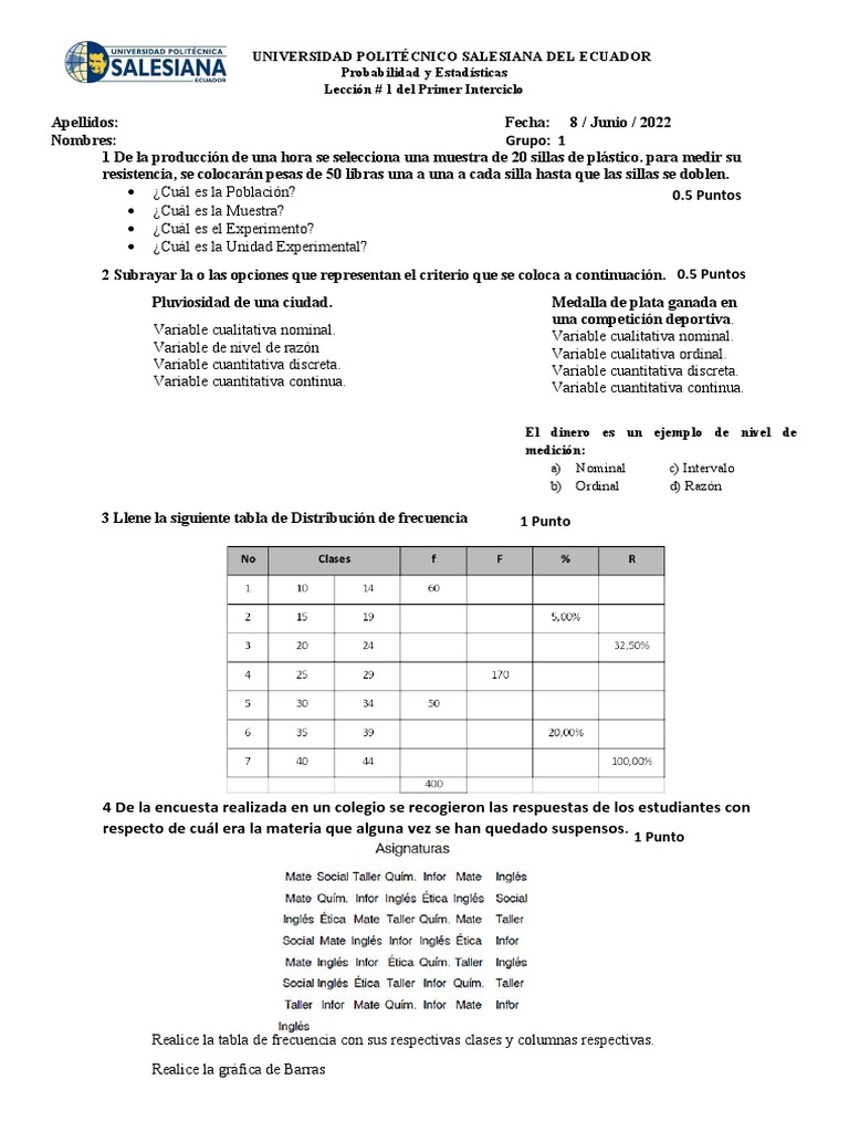Ejercicios de Probabilidad y Estadística | PDF | Estadísticas | Diferencia