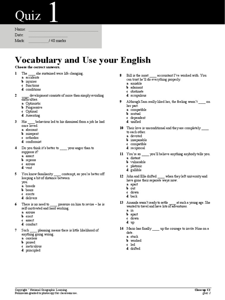 Editable C2 Quiz 1 | PDF