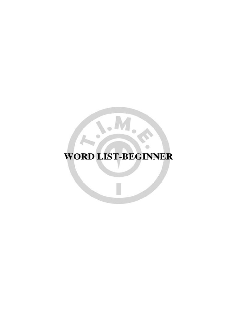SM1001809 Reference Material - Vocabulary Word List - Beginner | PDF | Verb