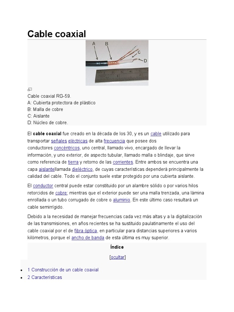Cable Coaxial Pdf Cable Coaxial Red De Computadoras