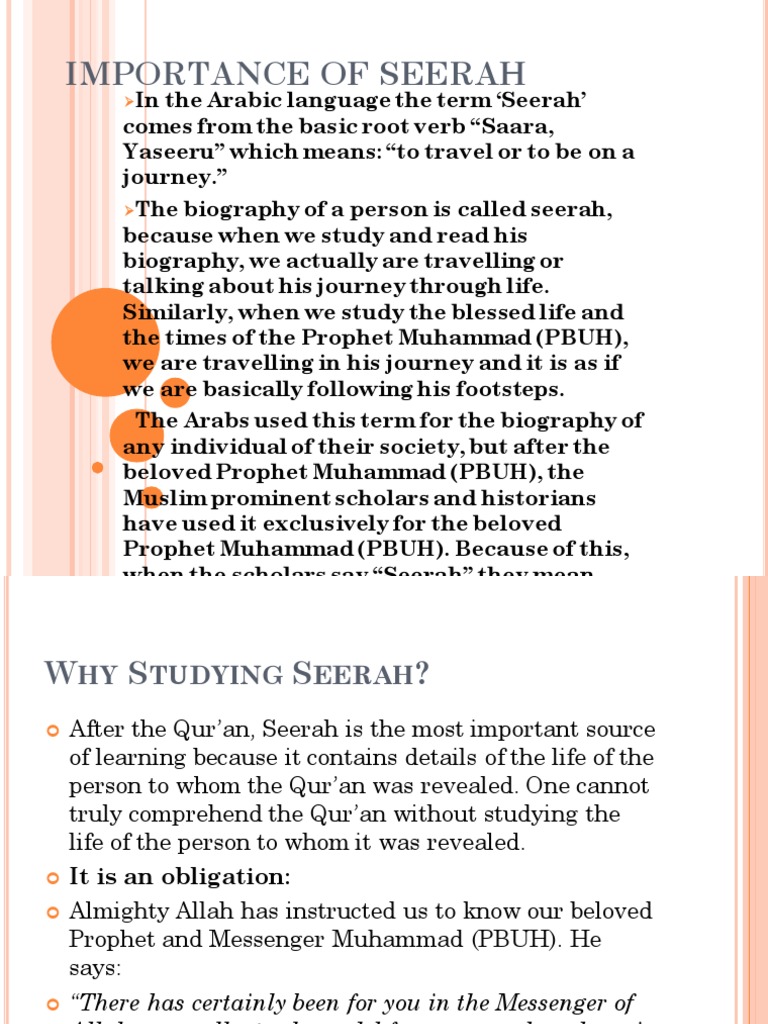 17th Lecture IMPORTANCE OF SEERAH | PDF | Prophets And Messengers In ...