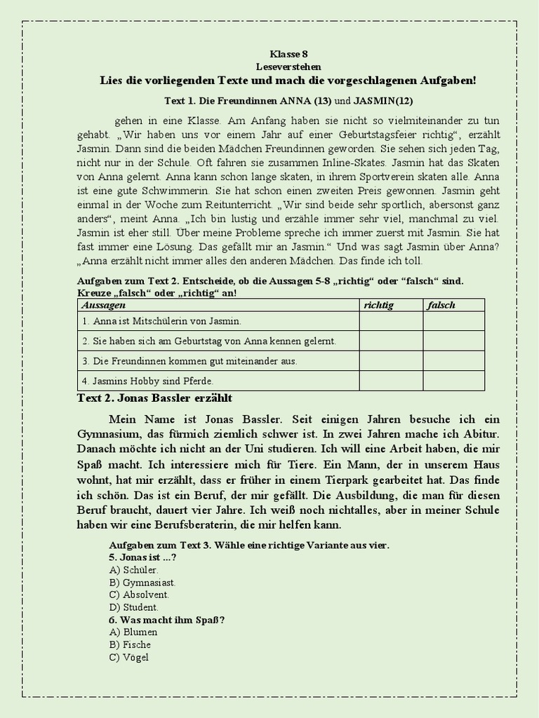 8 Leseverstehen | PDF